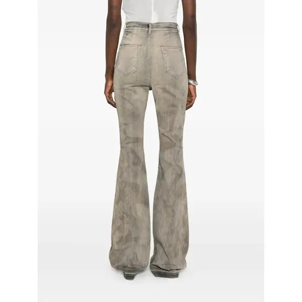 Rick Owens Beige Flared Leg Denim Jeans