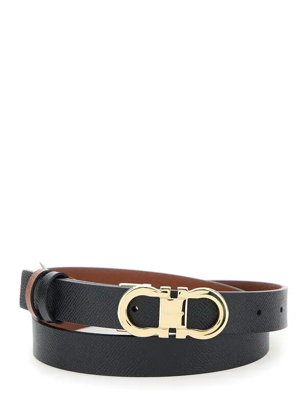 FERRAGAMO Gancini Buckle Reversible Leather Belt - Multicolor