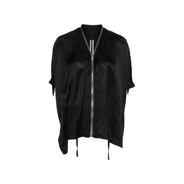 Rick Owens Cupro Zip Front V-neck Cape