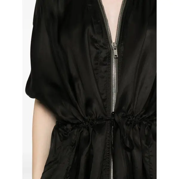 Rick Owens Cupro Zip Front V-neck Cape