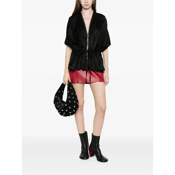 Rick Owens Cupro Zip Front V-neck Cape