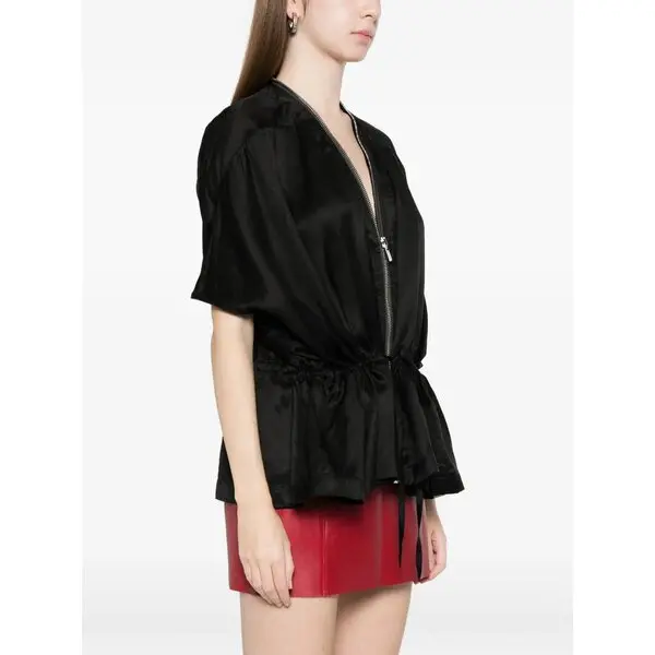 Rick Owens Cupro Zip Front V-neck Cape