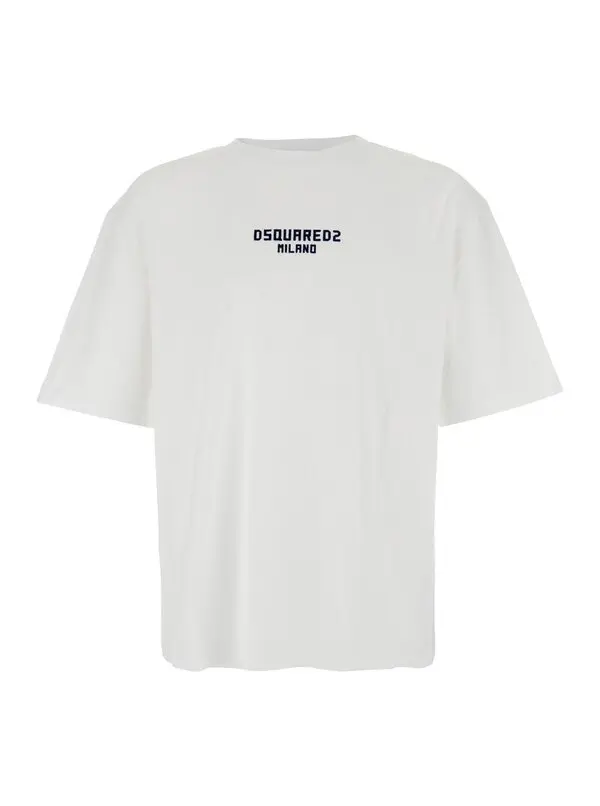 Dsquared2 Crewneck T-shirt With Logo Lettering On The Front In Cotton - Multicolor