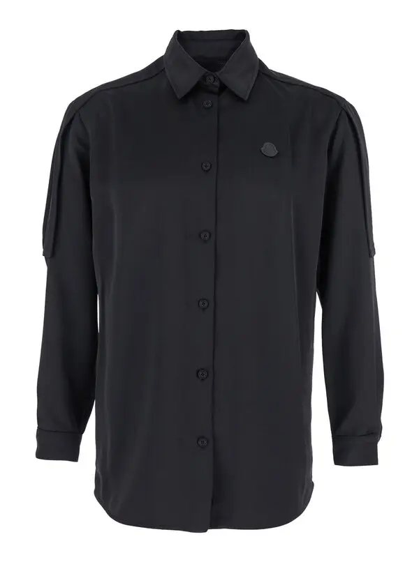 Moncler Tech Fabric Shirt With Logo Patch - Multicolor