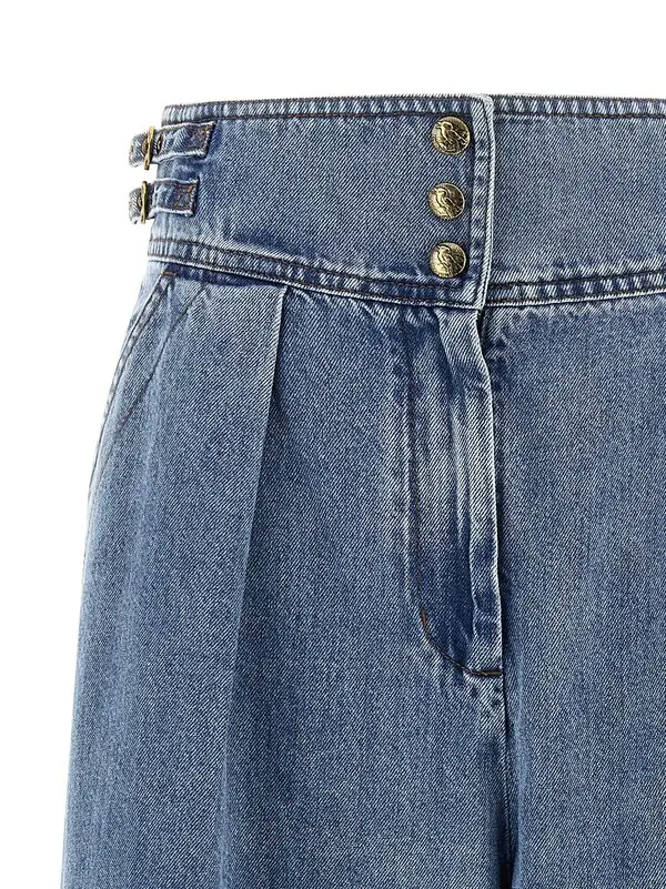 Zimmermann High-waist Wide-leg Denim Culottes