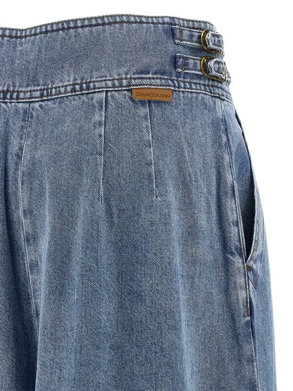 Zimmermann High-waist Wide-leg Denim Culottes