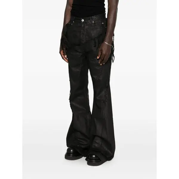Rick Owens Frayed Denim Bootcut Jeans