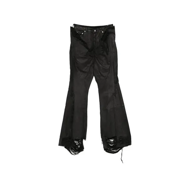 Rick Owens Frayed Denim Bootcut Jeans - Black