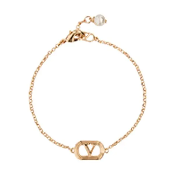 Valentino Garavani Tone Chain Bracelet With Crystals, Appliqué, And Pearls - Gold