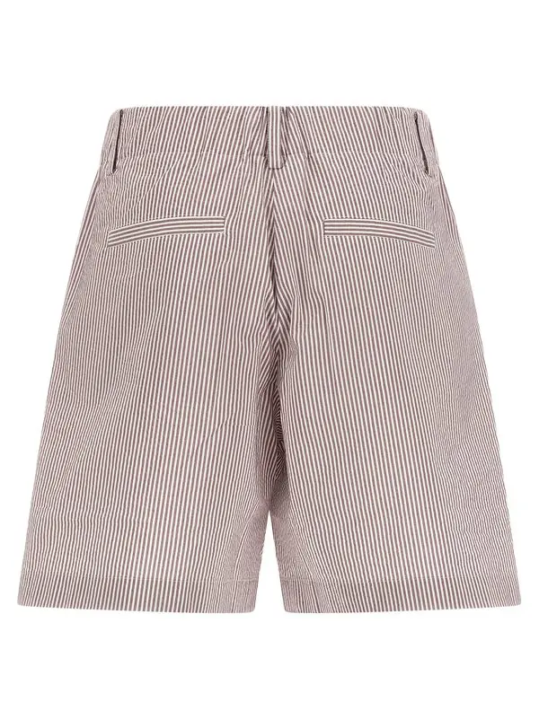 Brunello Cucinelli Baggy Striped Cotton Blend Shorts - Multicolor