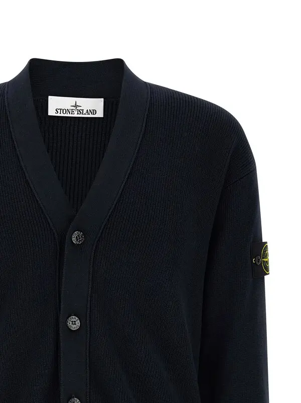 Stone Island Ribbed V-neck Cardigan