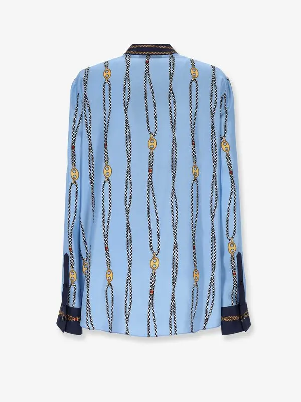Gucci Printed Silk Twill Shirt With Bow Detail - Multicolor