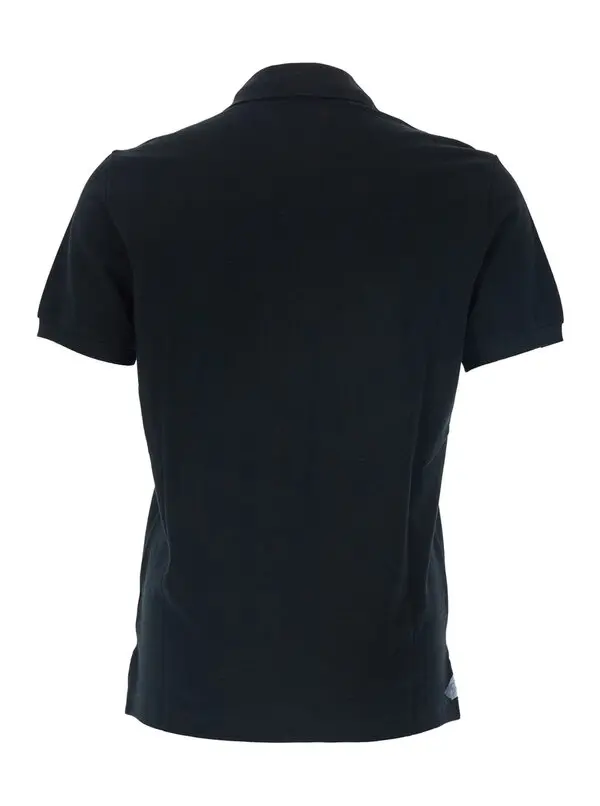 Fendi Polo Shirt With Logo Patch On The Front In Cotton Pique - Black