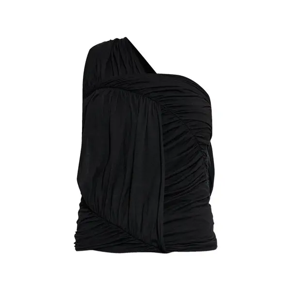 Rick Owens One-shoulder Ruched Cotton Top - Black