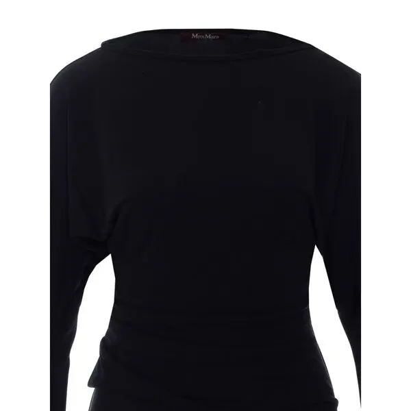 Max Mara Viscose Boatneck Long-sleeve Dress With Appliqué And Cut-out Detail - Black
