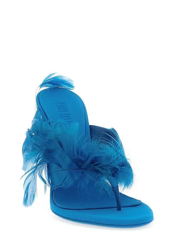 Paris Texas Lidia Feather Thong Mules - Blue