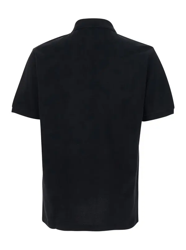 Stone Island Black Polo Shirt With Classic Collar And Patch Logo On The Front In Cotton For - Multicolor