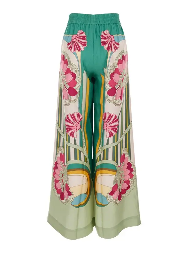 La DoubleJ Palazzo Pants With Floral Print In Silk