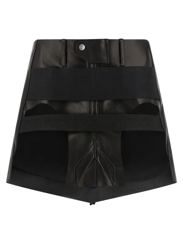 Rick Owens Leather Temple Skirt - Black