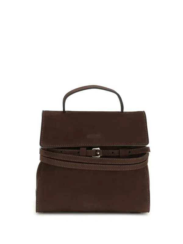 Moschino Tie Me Suede Handbag - Brown