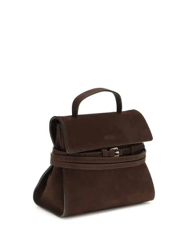Moschino Tie Me Suede Handbag - Brown