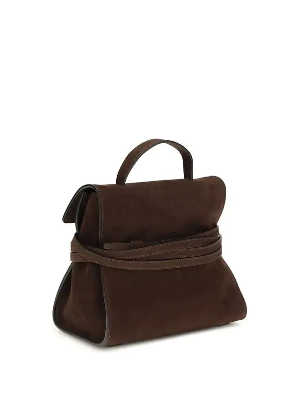 Moschino Tie Me Suede Handbag - Brown