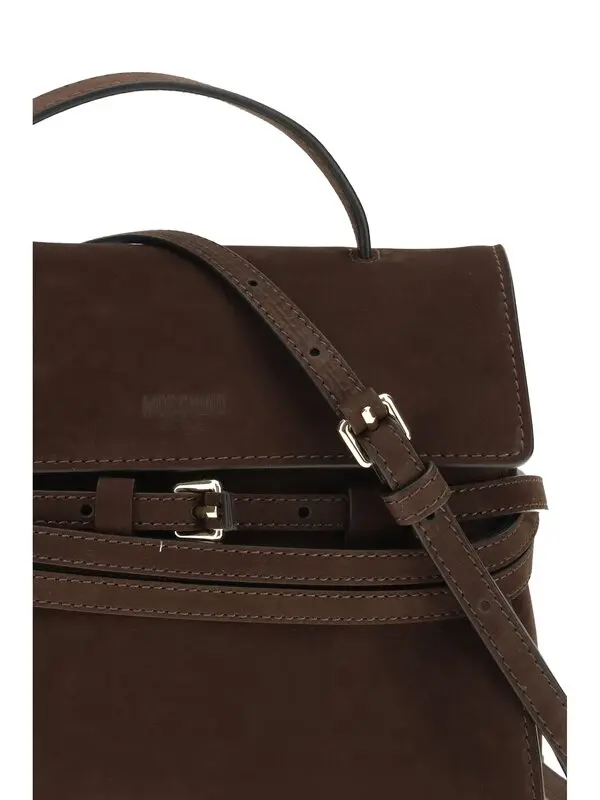 Moschino Tie Me Suede Handbag - Brown