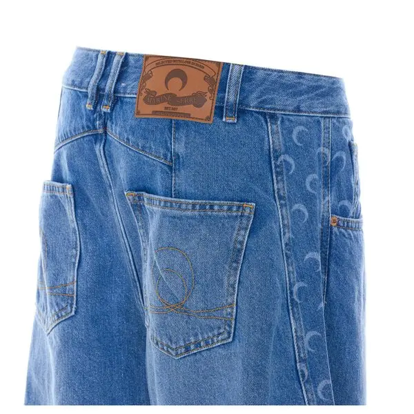 MARINE SERRE Denim Barrel Jeans With Moon Logo