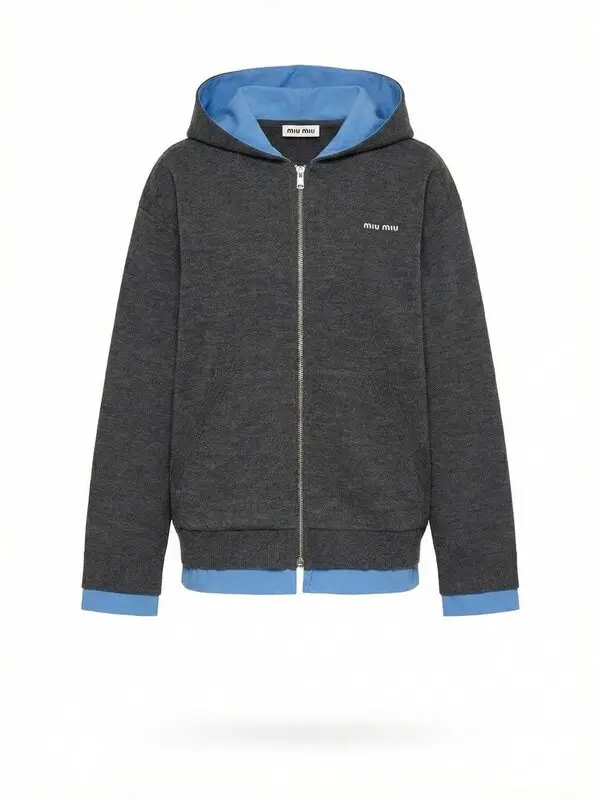 Miu Miu Wool Zip-up Hooded Jacket