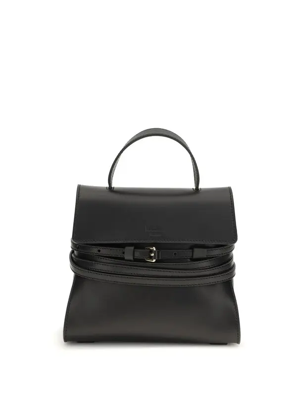 Moschino Tie Me Leather Handbag - Black