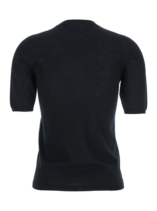 Max Mara Gerico Wool Crewneck Sweater With Short Sleeves - Black