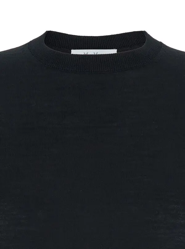 Max Mara Gerico Wool Crewneck Sweater With Short Sleeves - Black