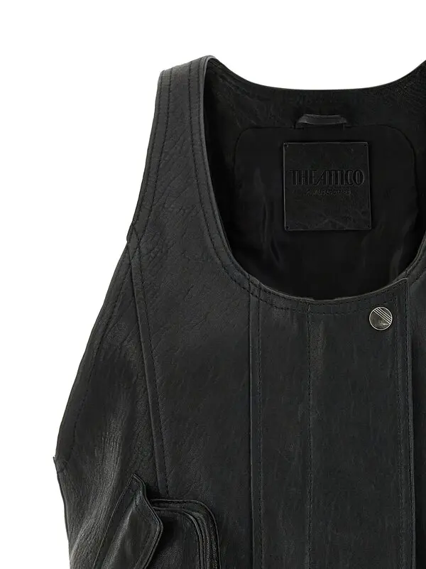 Attico Hammered Leather Blouson Vest
