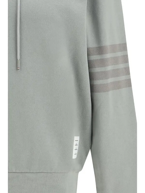 Thom Browne Cotton Hoodie With Sporty Stripes - Gray