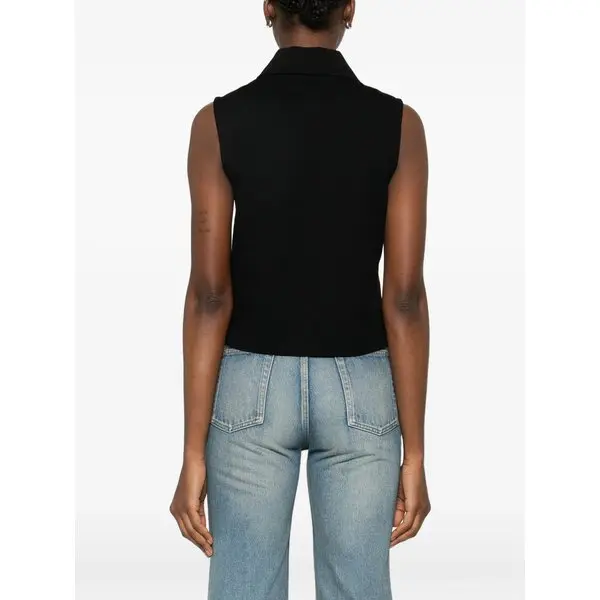 Saint Laurent Sleeveless Polo Top - Black