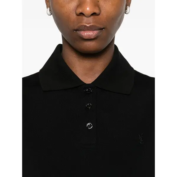 Saint Laurent Sleeveless Polo Top - Black