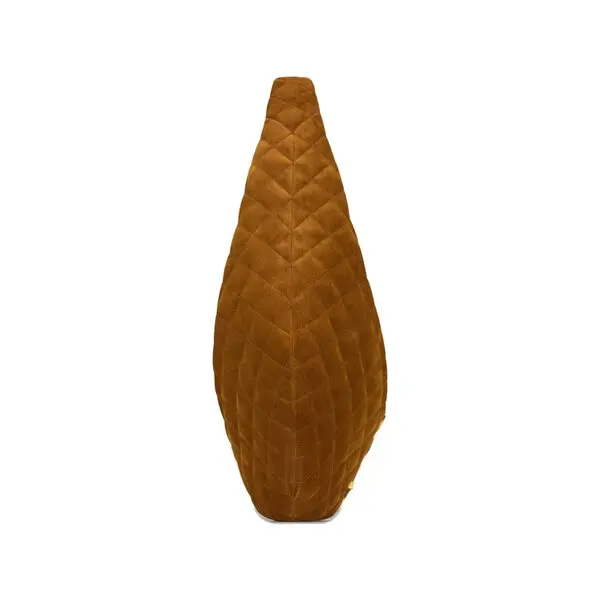 Saint Laurent Quilted Hobo Bag With Gold-tone Logo - Brown