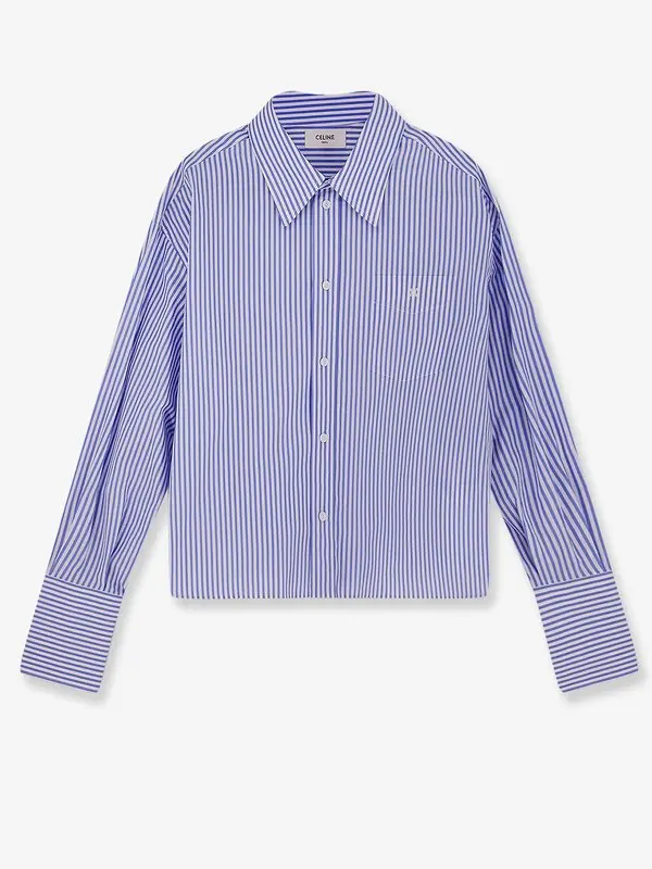 Celine Cropped Striped Cotton Shirt - Multicolor