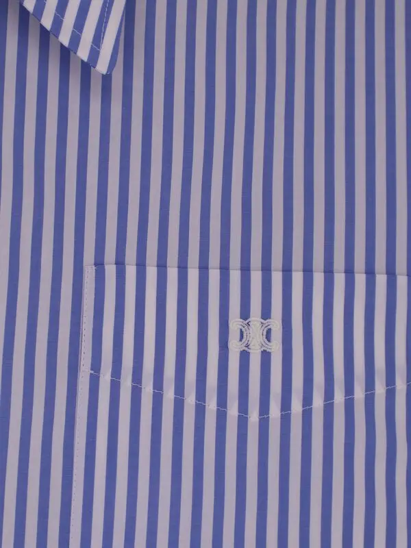 Celine Cropped Striped Cotton Shirt