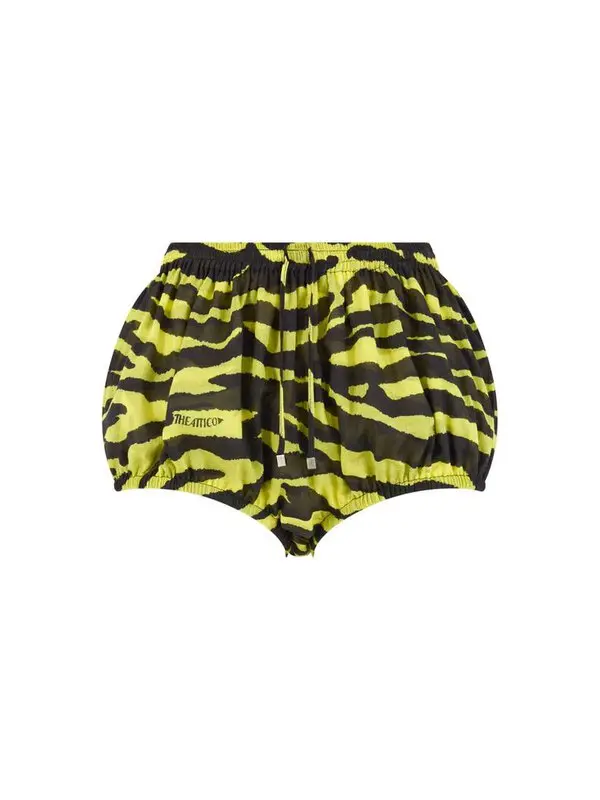 Attico Zebra Print Cotton Muslin Shorts - Multicolor
