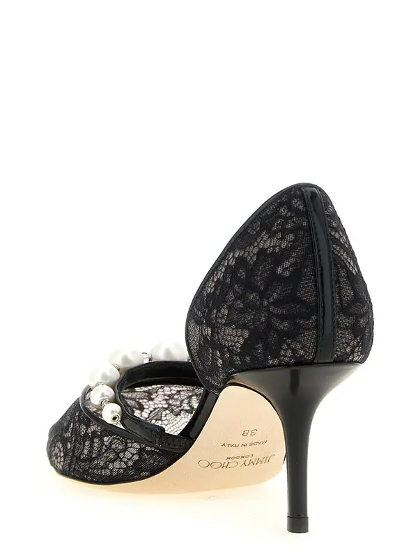 JIMMY CHOO Aurelie Lace Pointed Pumps With Pearl Embellishments