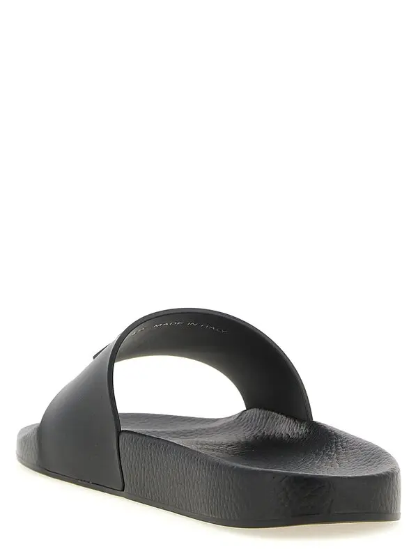 Moncler Basile Rubber Slides With Embossed Logo - Black