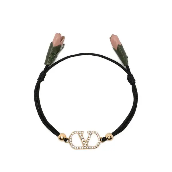 Valentino Garavani Tone Flower Detail Crystal Embellished Bracelet - Gold