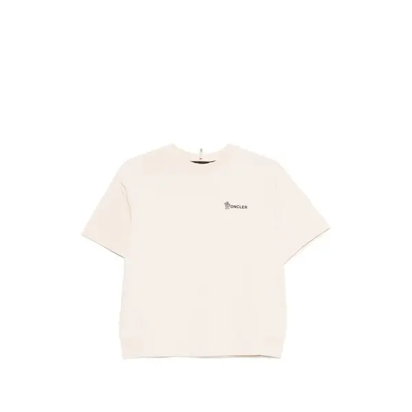 Moncler Beige Cotton T-shirt With Logo Detail - Cream