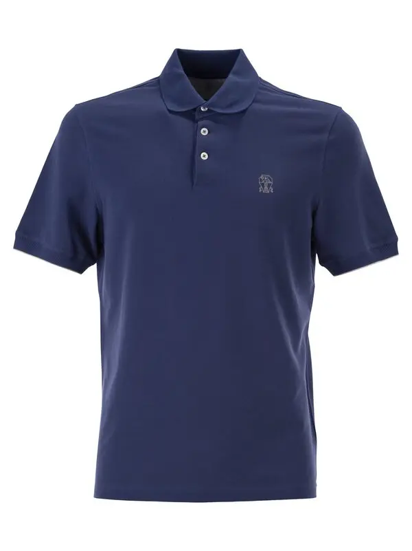 Brunello Cucinelli Cotton Polo Shirt With Printed Logo - Multicolor