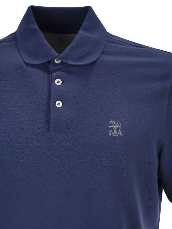 Brunello Cucinelli Cotton Polo Shirt With Printed Logo - Multicolor