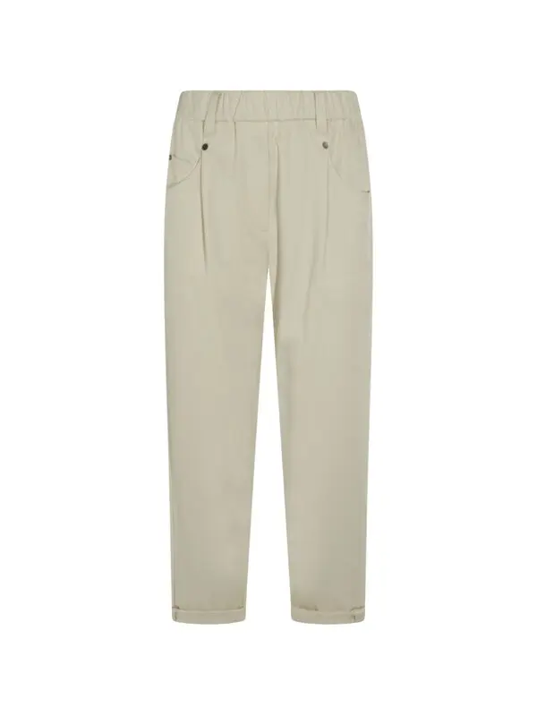 Brunello Cucinelli Micro Striped Stretch Cotton Trousers - Multicolor