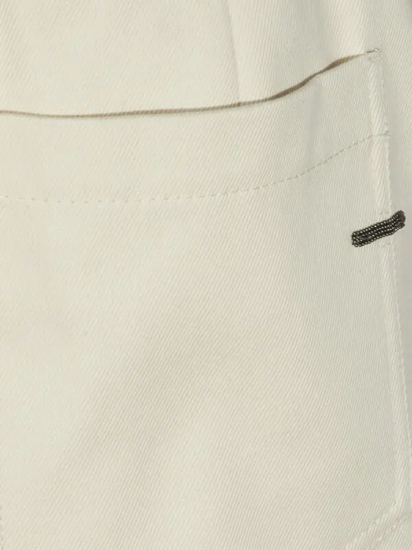 Brunello Cucinelli Micro Striped Stretch Cotton Trousers - Multicolor