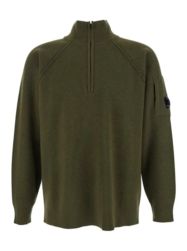 C.P. COMPANY Wool Turtleneck Sweater With Logo Plaque - Multicolor