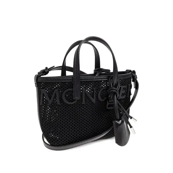 Moncler Leather And Polyamide Tote Bag With Logo Detail - Black